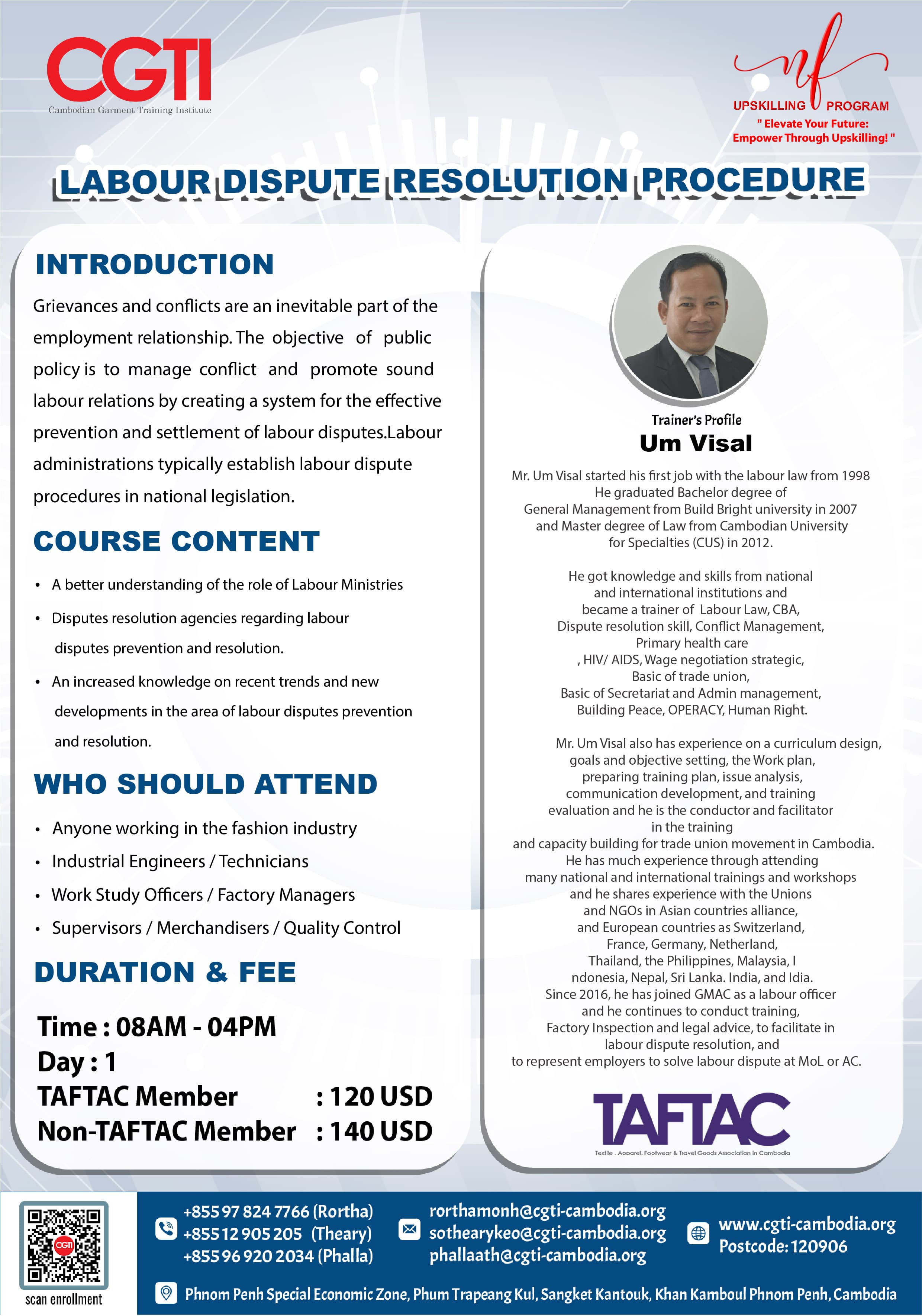 Short Course Enrollment | Cambodian Garment Training Institute